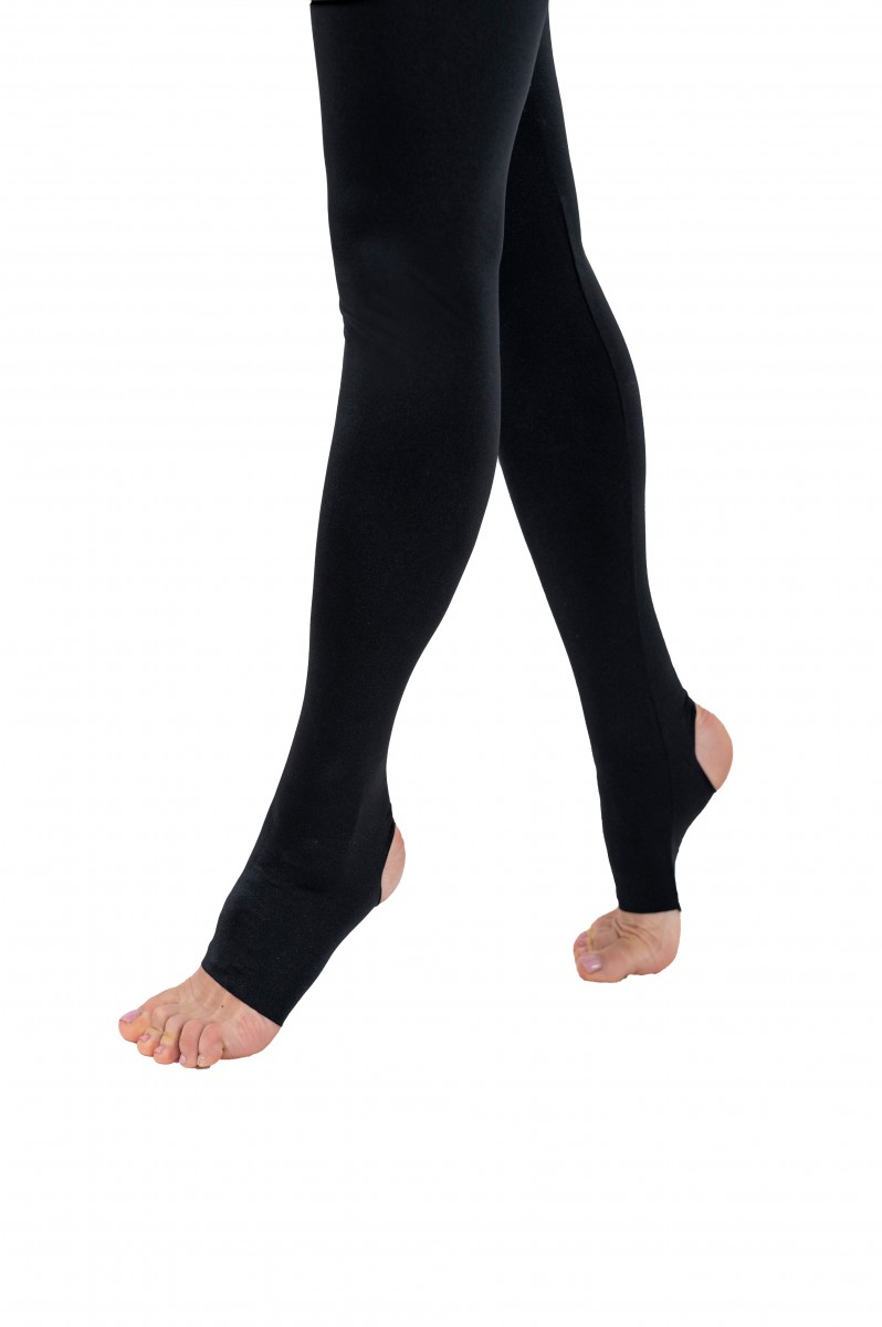 Stirrup Leggings - Black Shiny Spandex Leggings | LEGGIC